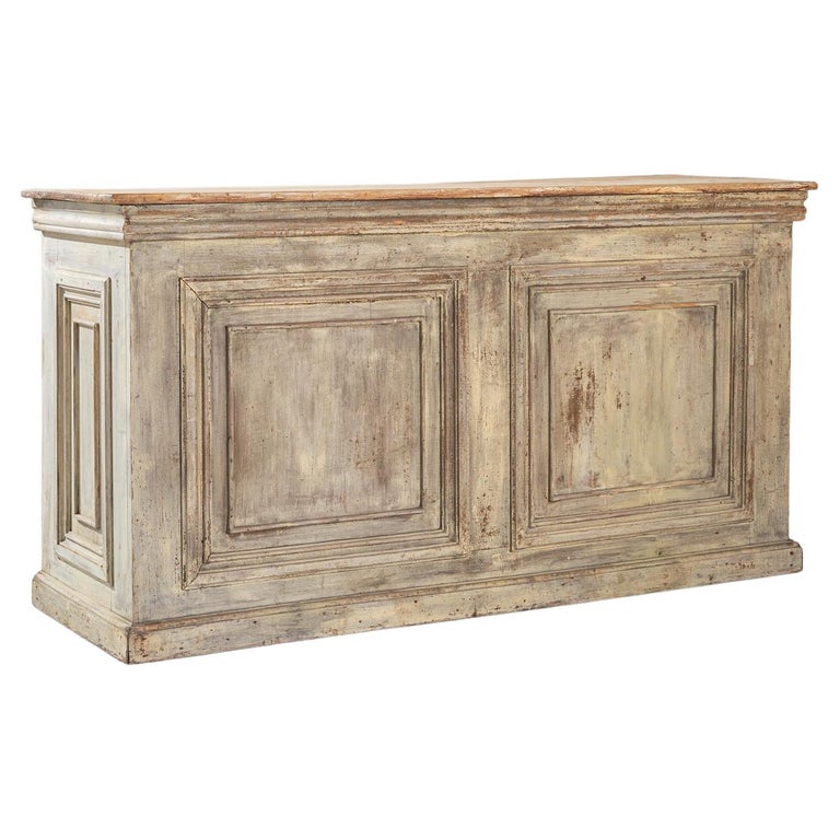 Antique French Patinated Wooden Bar For Sale at 1stDibs