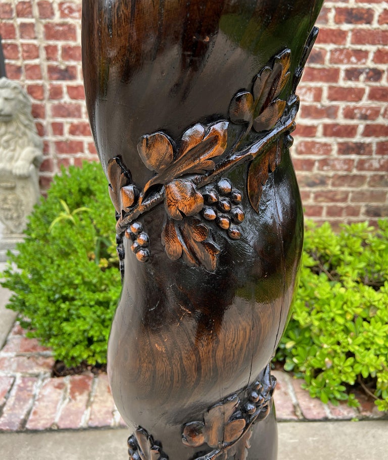 Antique French Pedestal Plant Stand Barley Twist Grapevine Dark Oak T ...