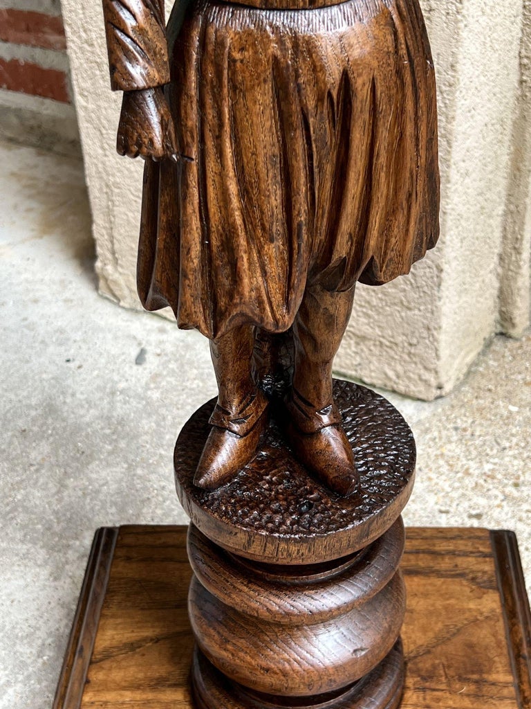 Antique French Pedestal Plant Stand Display Breton Brittany Carved Oak ...