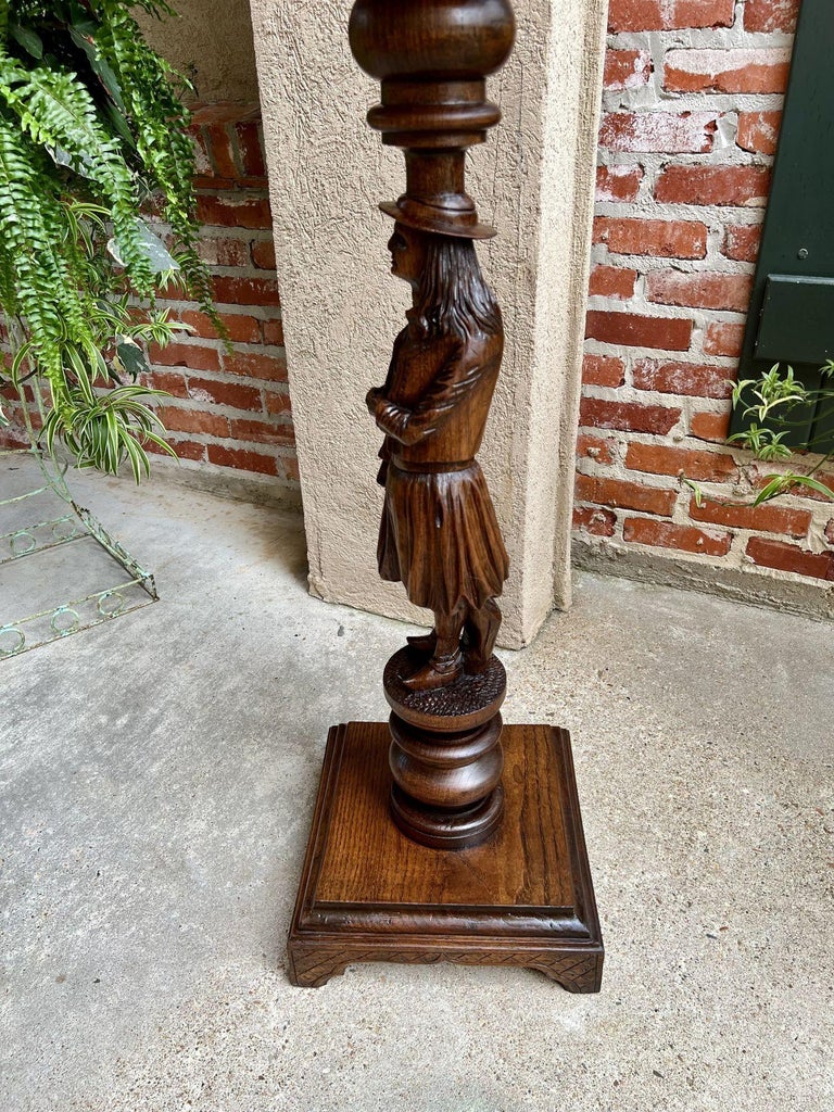 Antique French Pedestal Plant Stand Display Breton Brittany Carved Oak ...