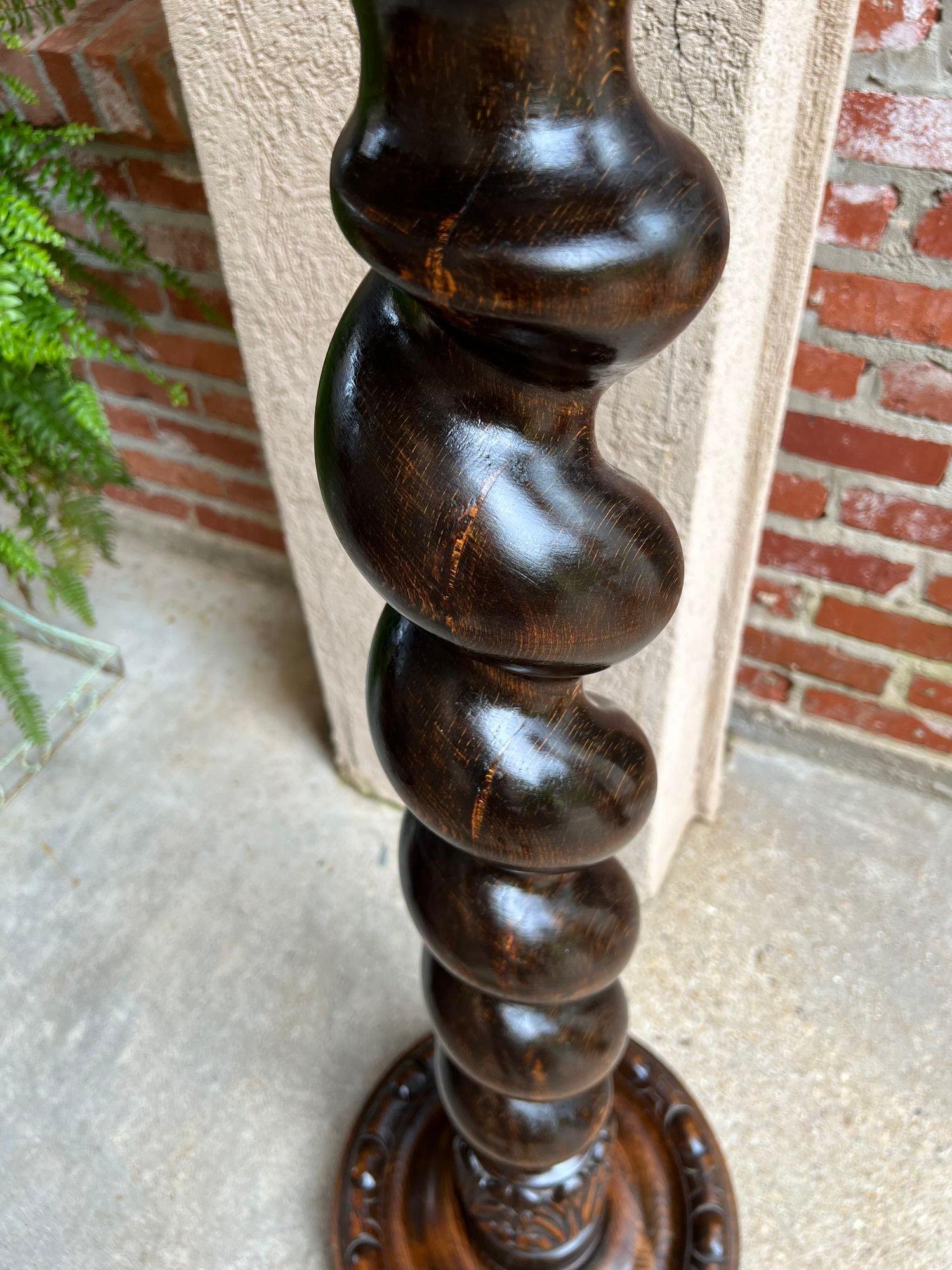 Antique French Pedestal Stand Barley Twist Carved Oak Round Plant ...