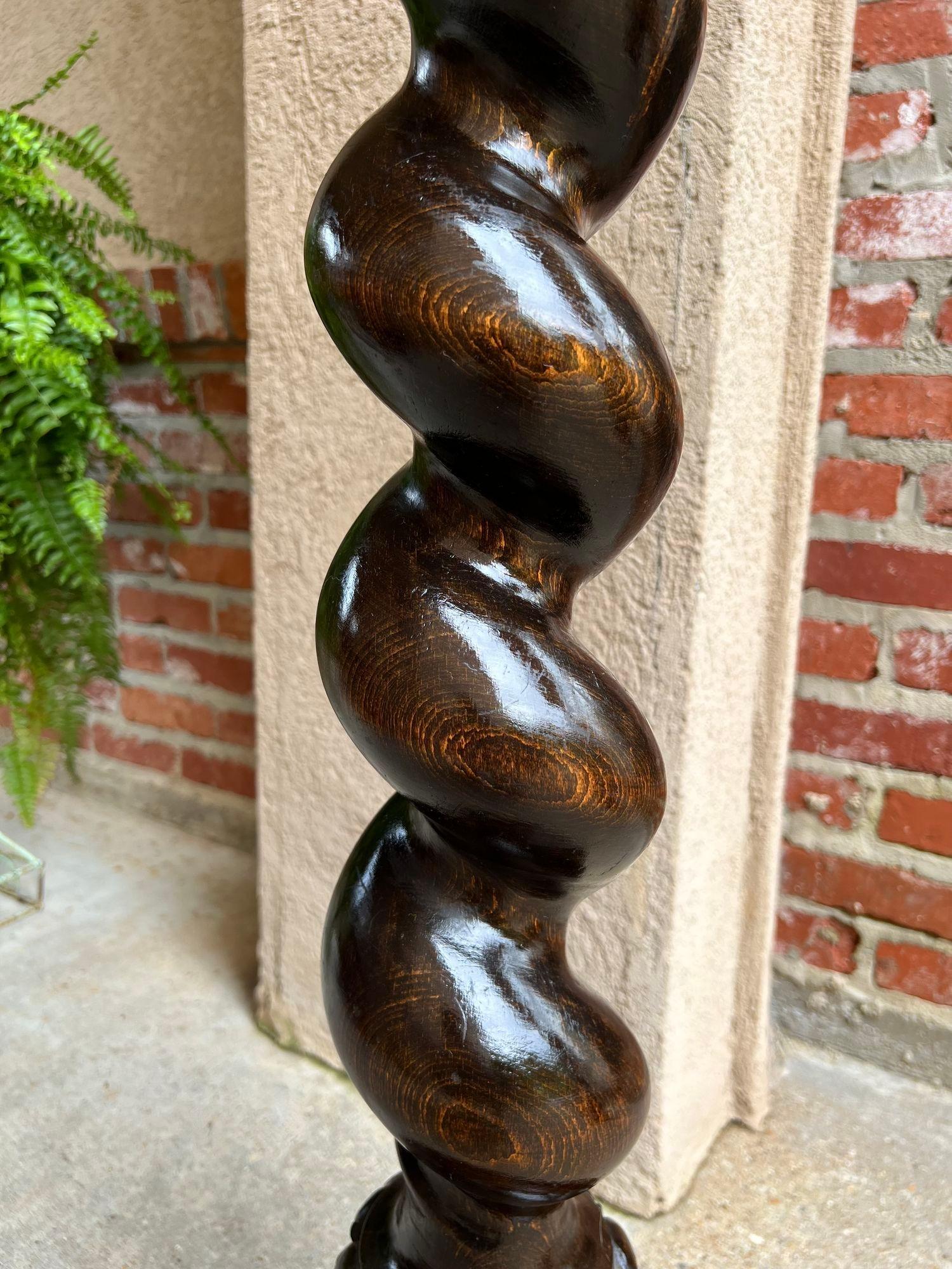 Antique French Pedestal Stand Barley Twist Carved Oak Round Plant ...