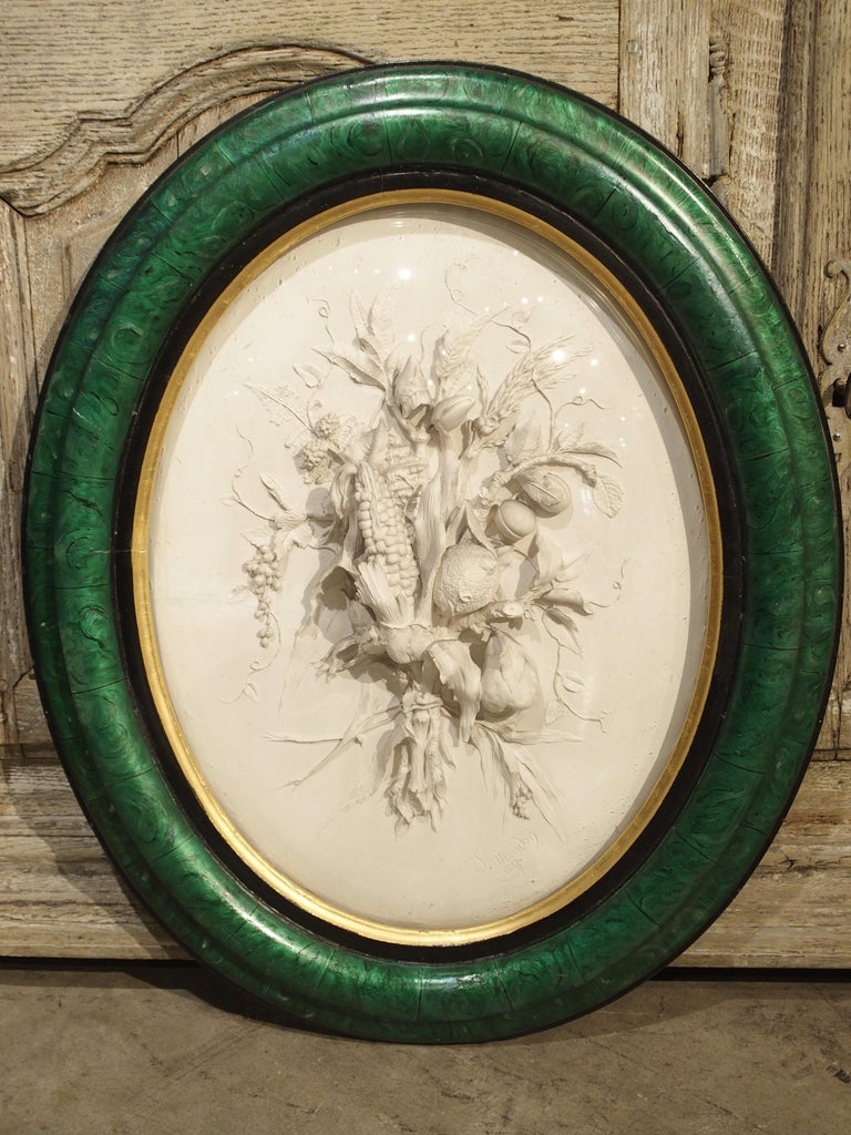 Antique French Plaster Plaques Representing Spring and Fall, J. Mondon ...