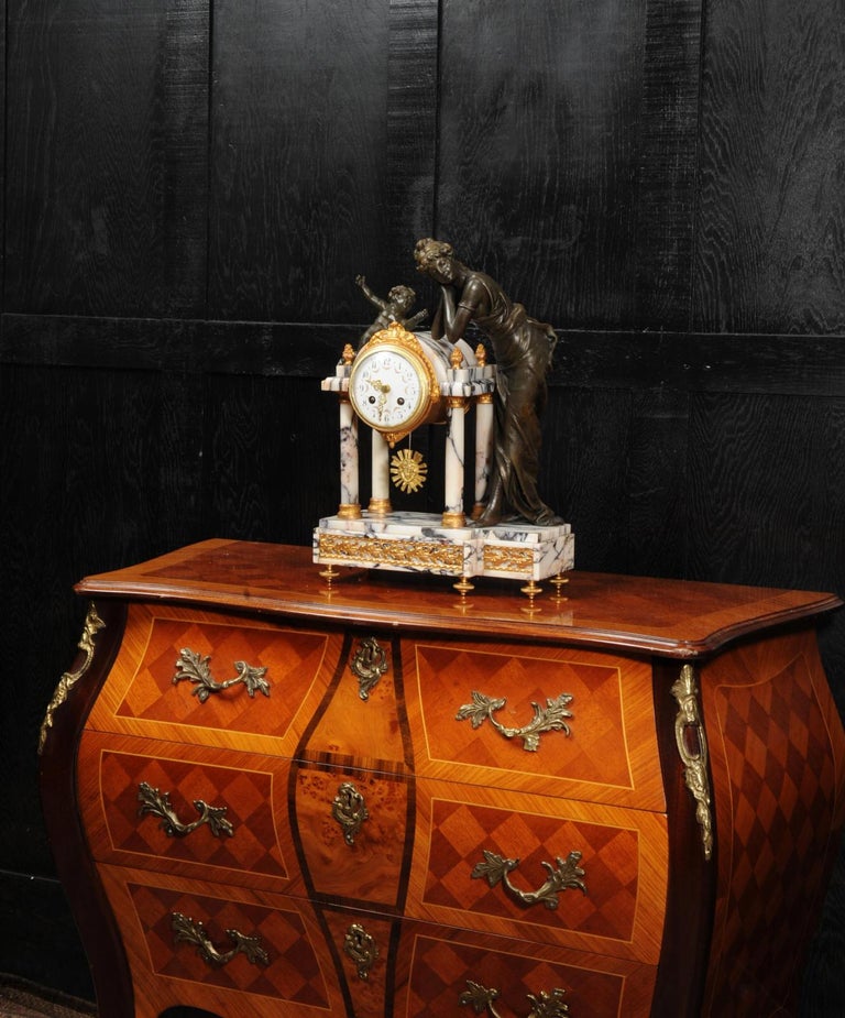 Antique French Portico Clock, Venus and Amor For Sale at 1stDibs