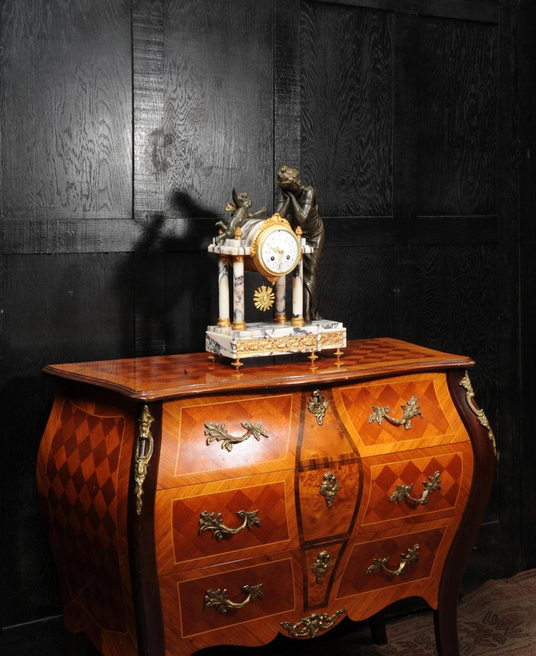 Antique French Portico Clock, Venus and Amor For Sale at 1stDibs