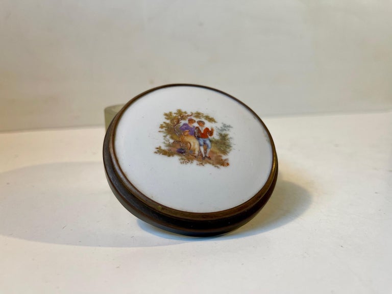 Antique French Powder Trinket in Hand Painted Porcelain and Glass For ...