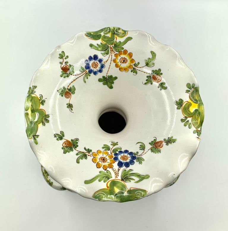 Antique French Provincial Armorial Snake Handled Faience Bough Pot Vase ...