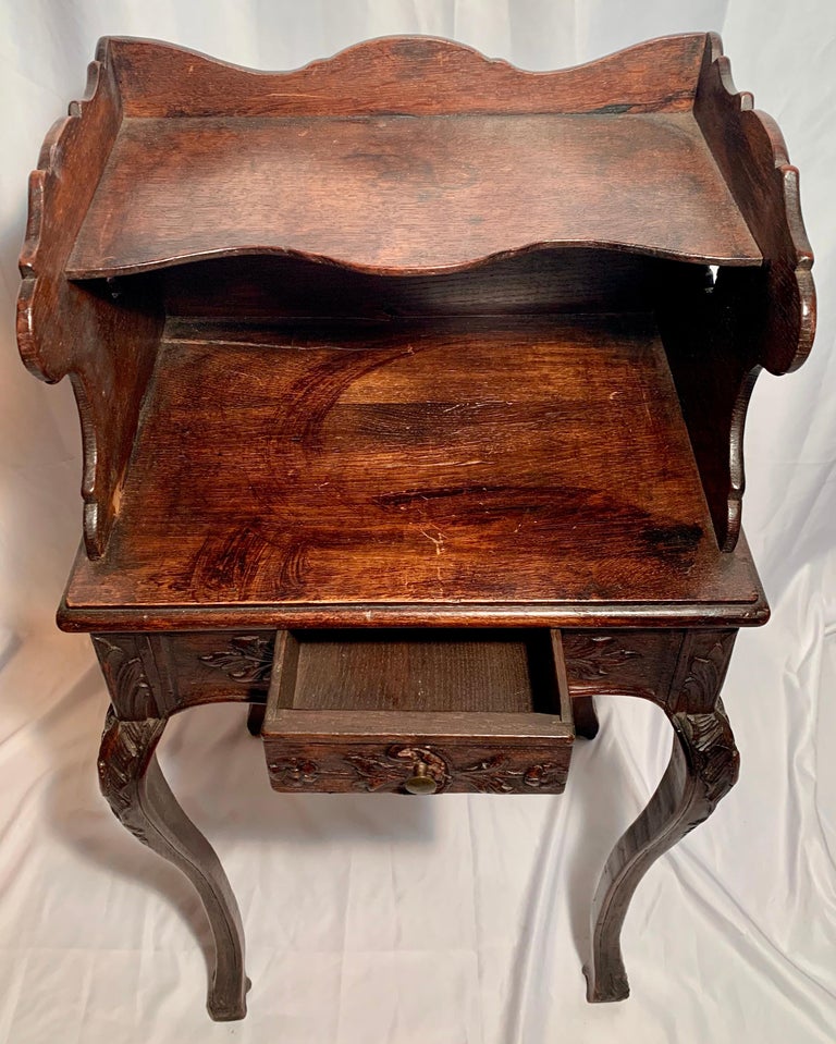 Antique French Provincial Carved Oak End Table, circa 1890s at 1stDibs