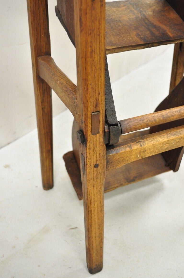 Antique French Provincial Country Oak Wood Folding Library Step Ladder ...