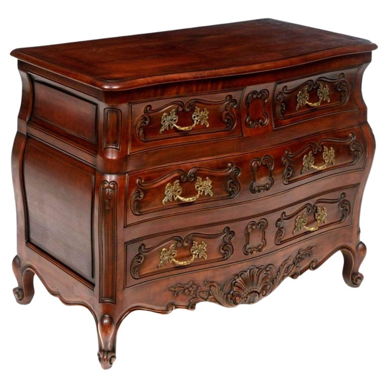 Antique French Provincial Louis XV Style Bombe Chest of Drawers For ...
