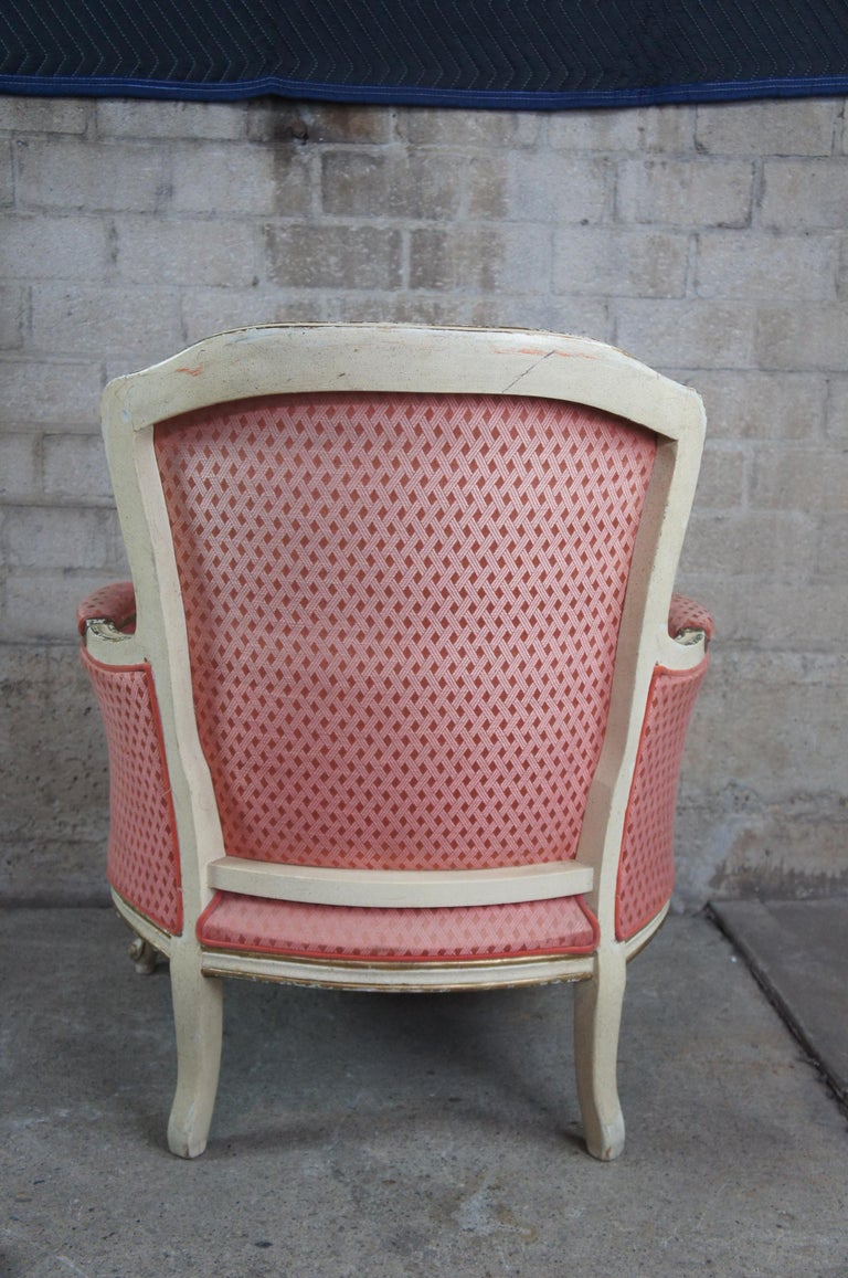 Antique French Provincial Pink Bergère Club Chair Parlor Arm Accent at ...