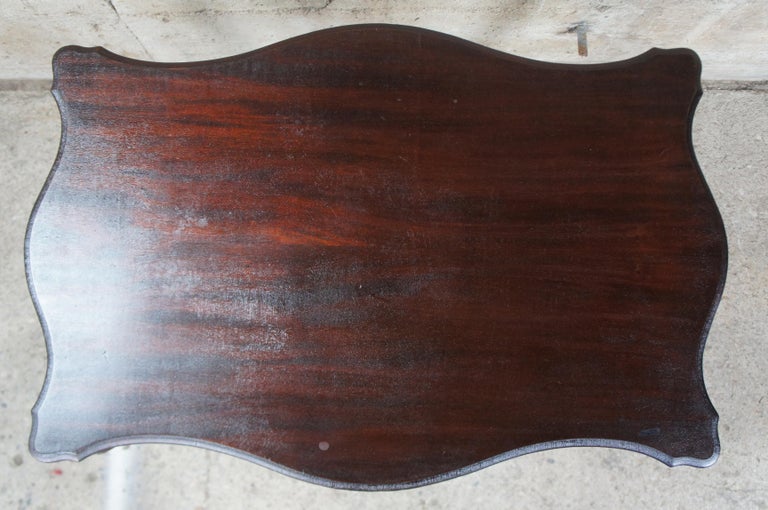 Antique French Provincial Turtle Top Scalloped Mahogany Side Table ...