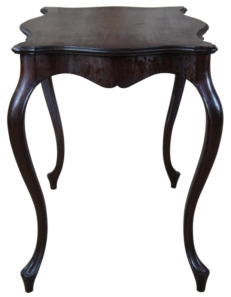 Antique French Provincial Turtle Top Scalloped Mahogany Side Table ...