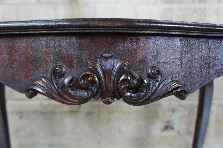 Antique French Provincial Turtle Top Scalloped Mahogany Side Table ...