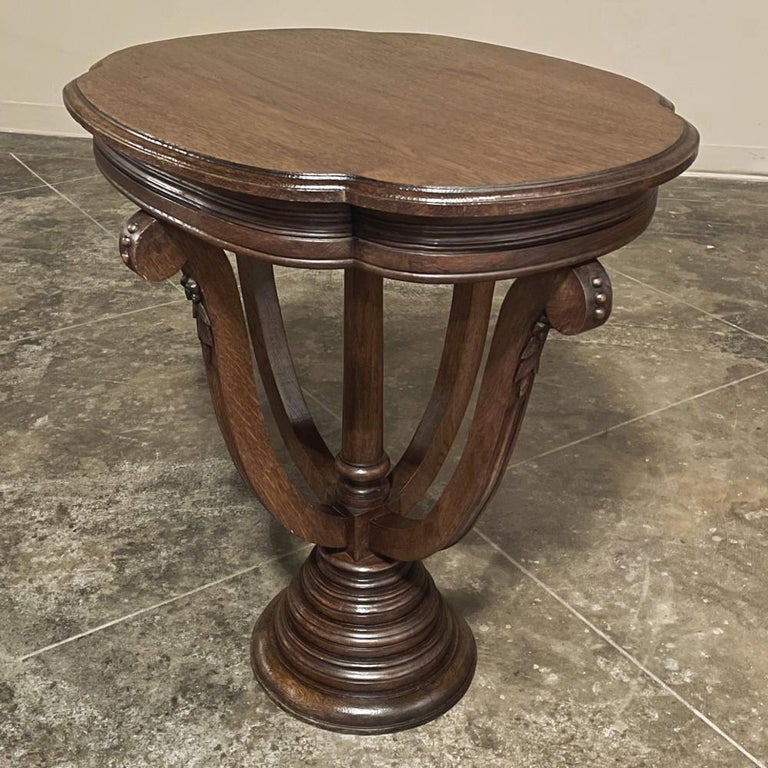 Antique French Quatrefoil Pedestal Table ~ End Table For Sale at 1stDibs