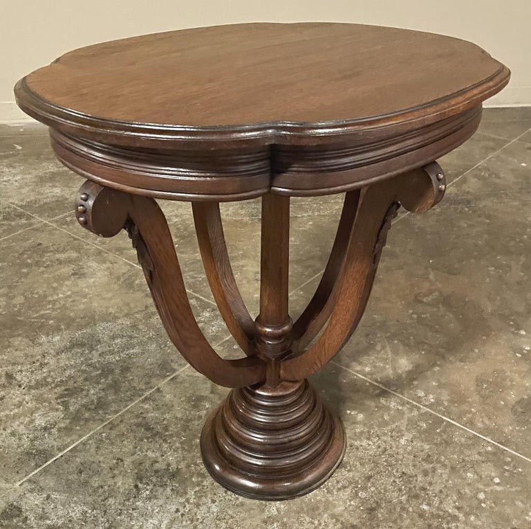 Antique French Quatrefoil Pedestal Table ~ End Table For Sale at 1stDibs