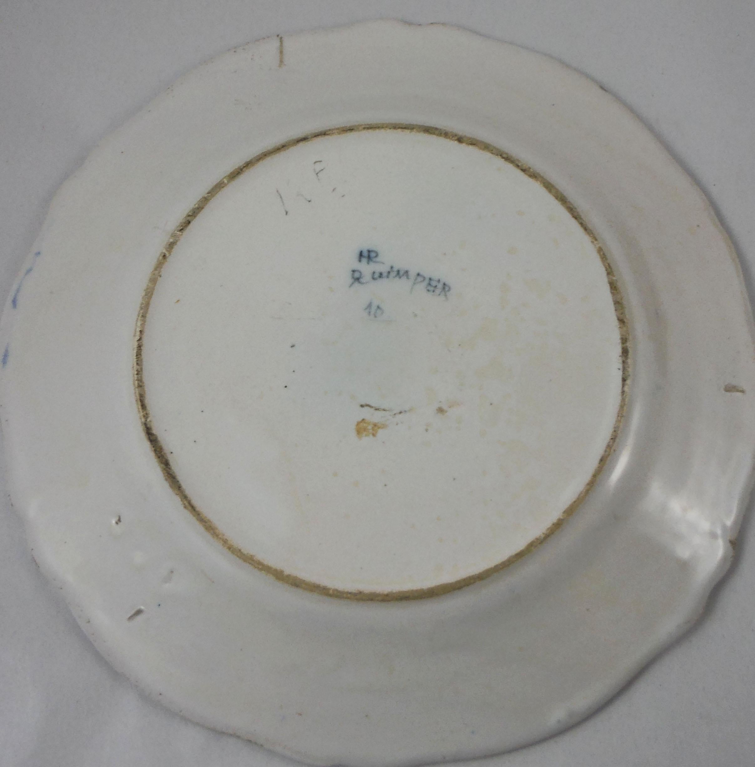 Antique French Quimper Plate Signed Hr Quimper at 1stDibs