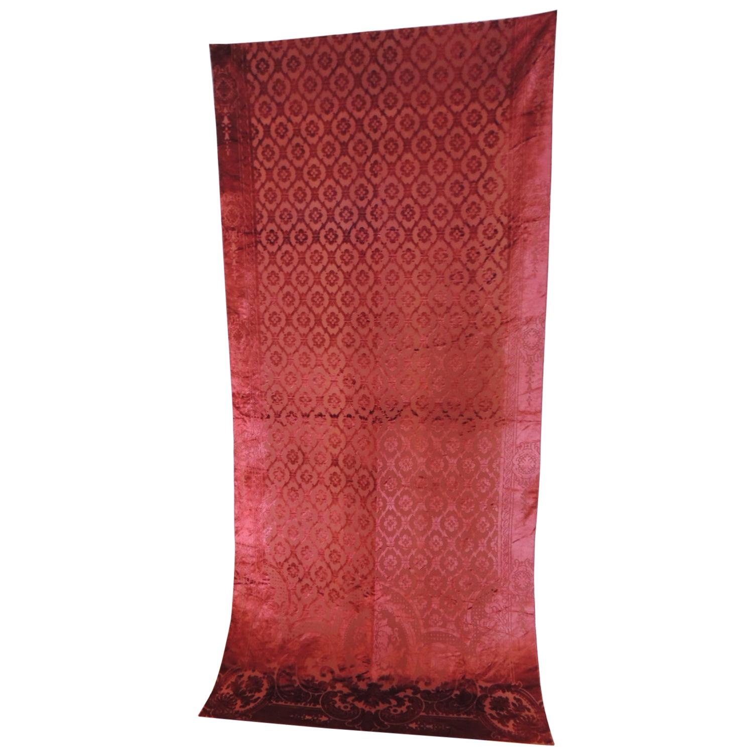 Antique French Red Silk Velvet Gaufrage Drapery Panel For Sale at ...