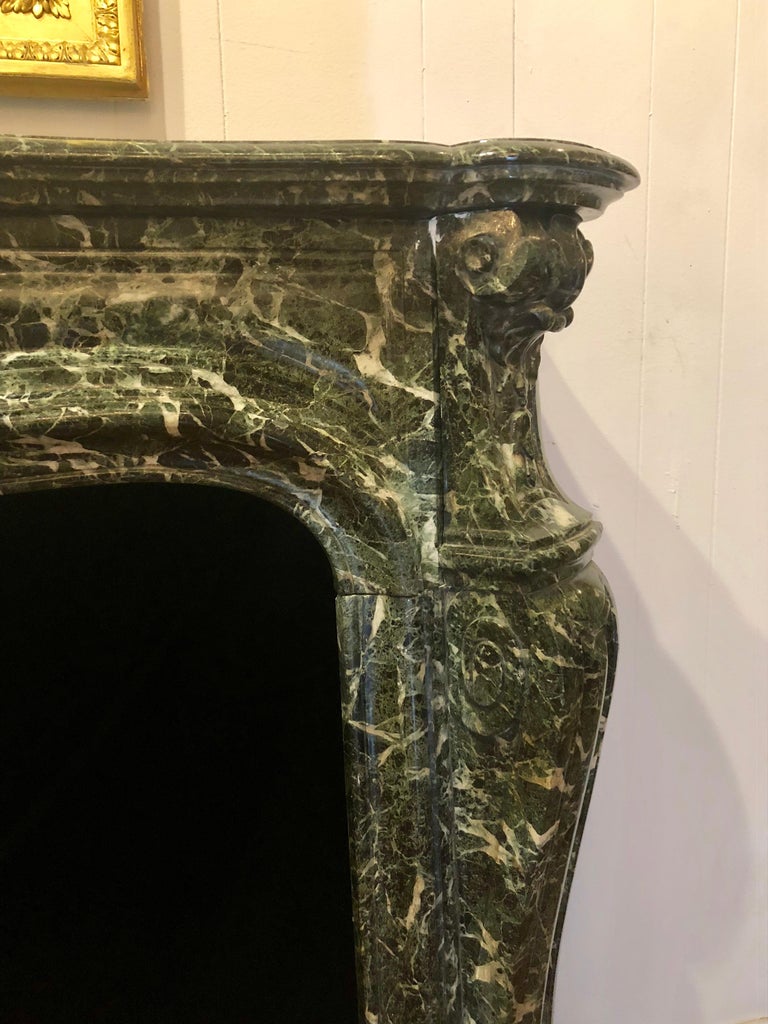 Antique French Régence Green Marble Mantel, Circa 1860 For Sale at 1stDibs