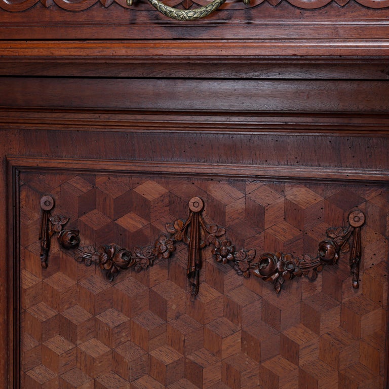 Antique French Renaissance Carved Walnut and Parquetry Hunt Board ...
