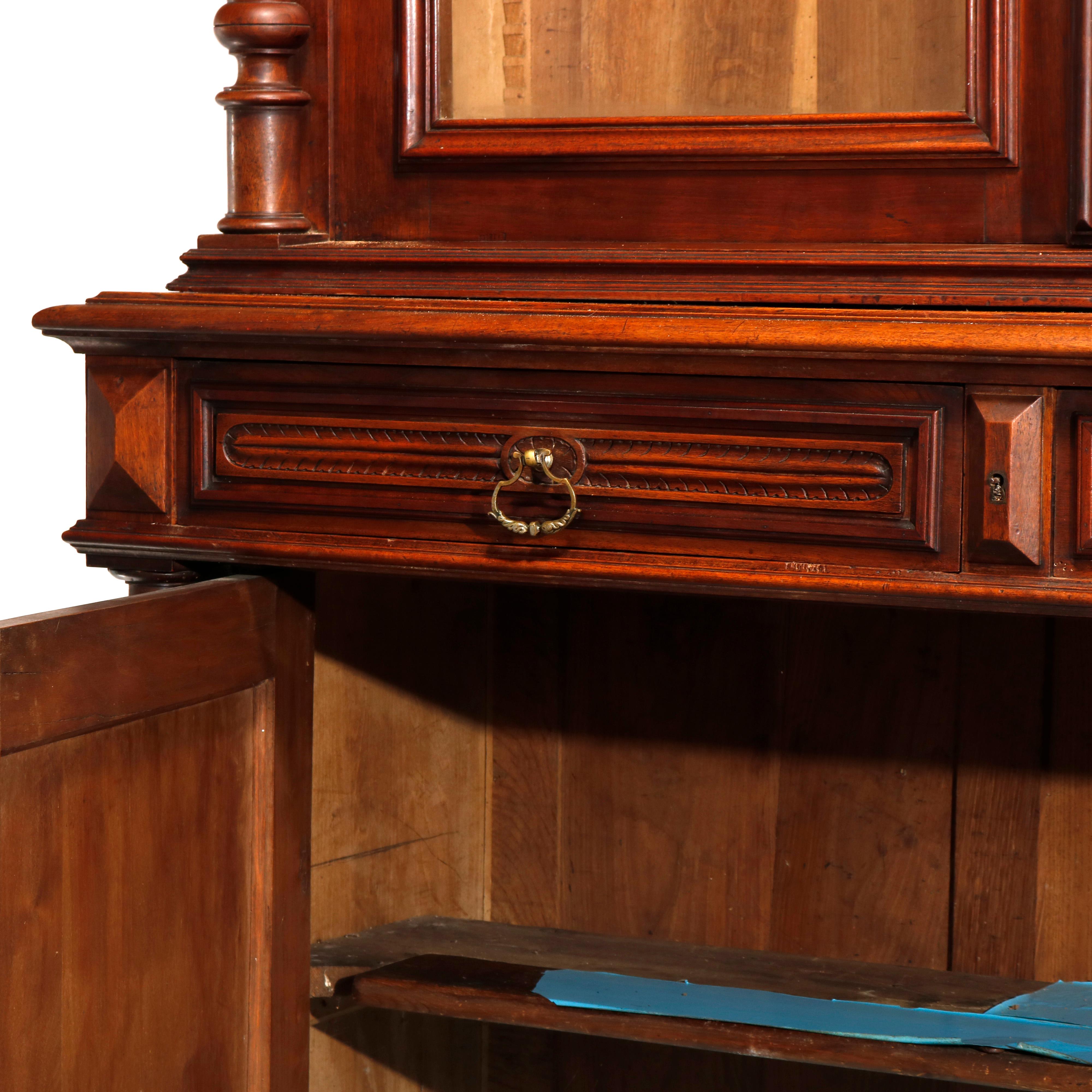 Antique French Renaissance Carved Walnut Step Back Cupboard, circa 1890 ...