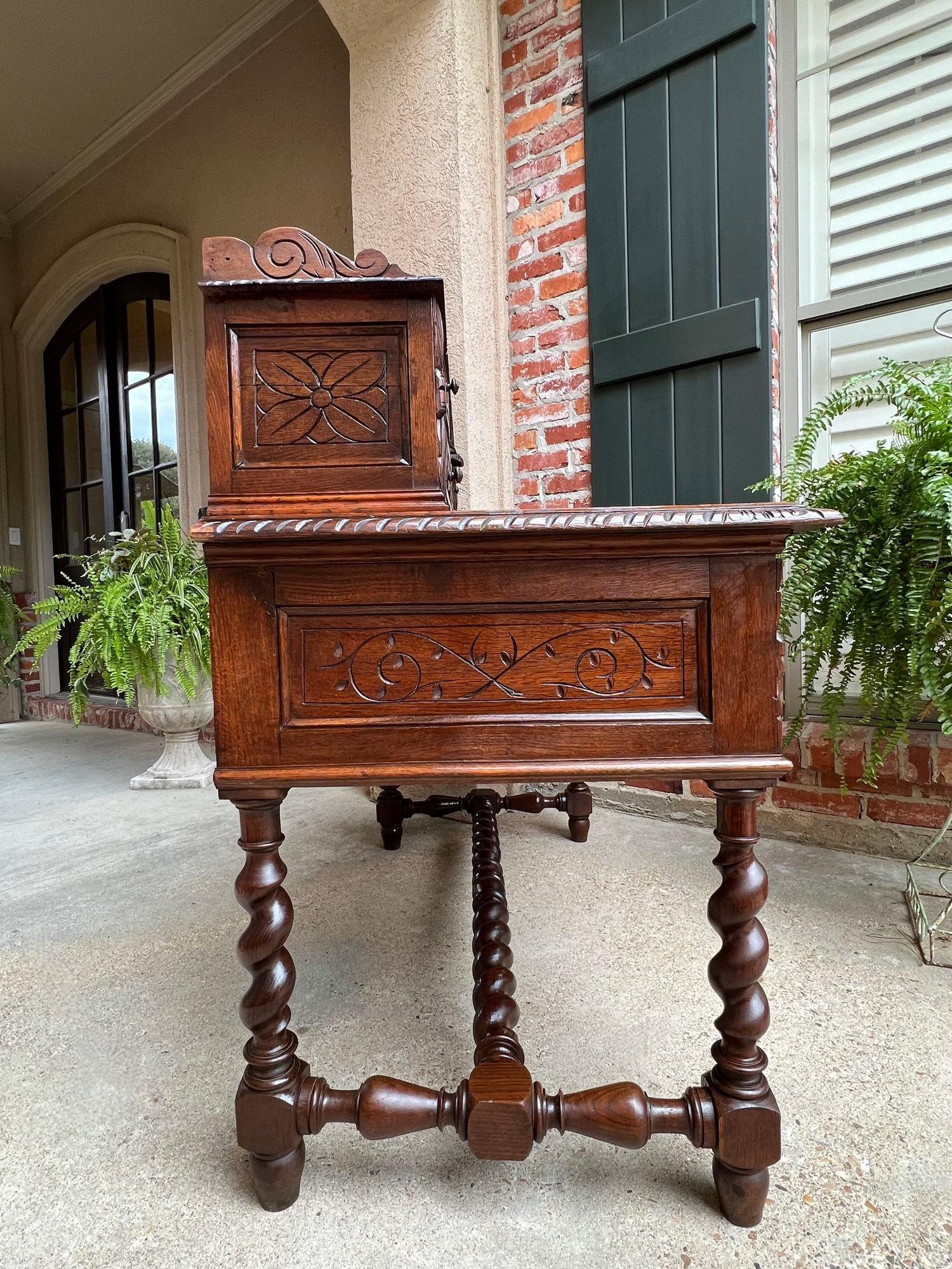Antique French Renaissance DESK Barley Twist Carved Oak Office Library ...