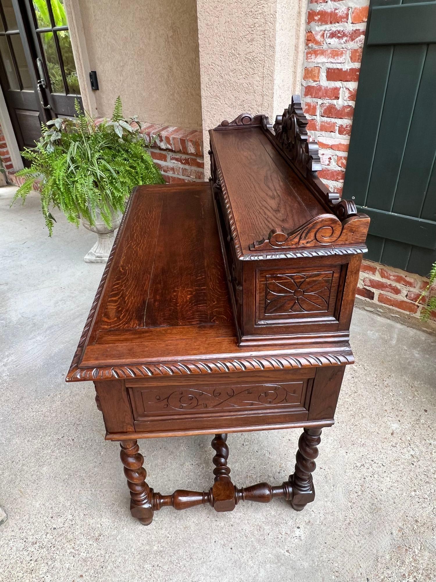 Antique French Renaissance DESK Barley Twist Carved Oak Office Library ...