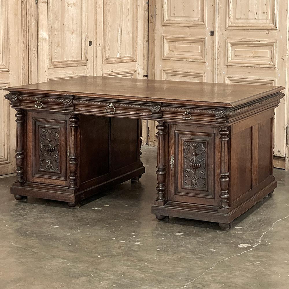 Antique French Renaissance Partner's Desk For Sale at 1stDibs