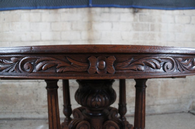 Antique French Renaissance Revival Oval Oak Carved Dining Center or ...
