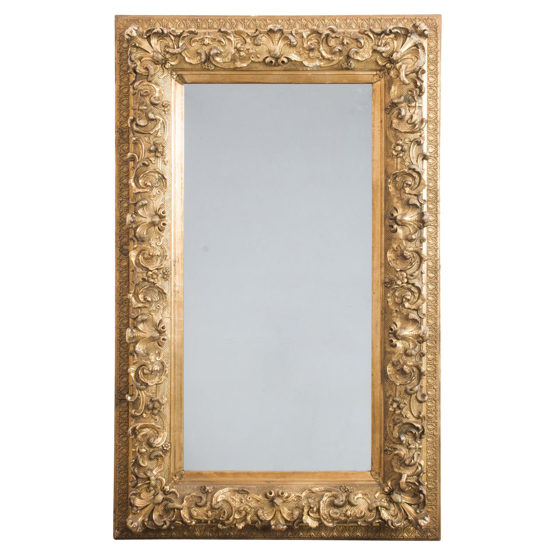 Early Antique Gilded Wooden Miroir de Mariage For Sale at 1stDibs