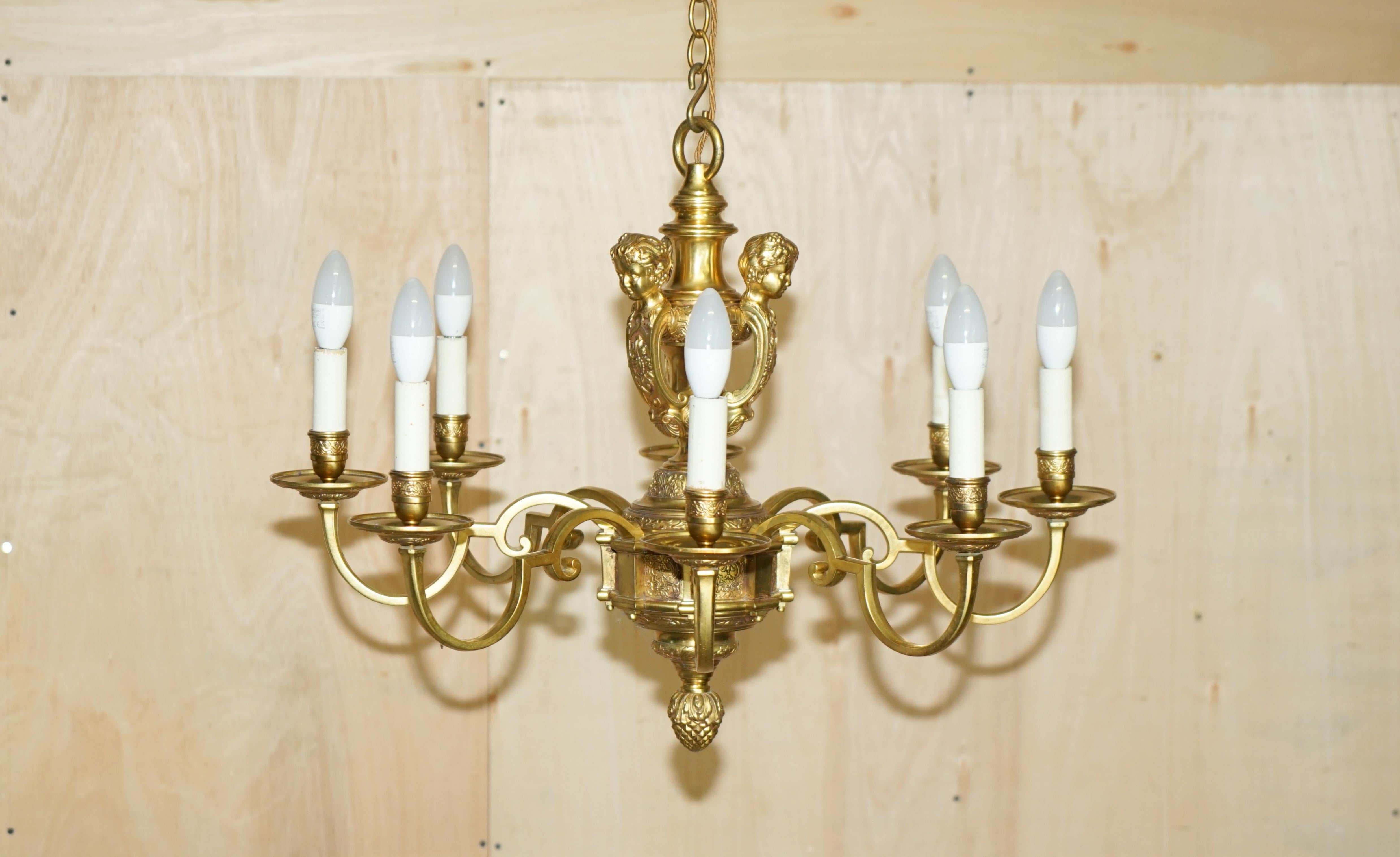 ANTiQUE FRENCH ROCOCO GOLD GILT BRASS EIGHT BRANCH CHERUB CHANDELIER ...
