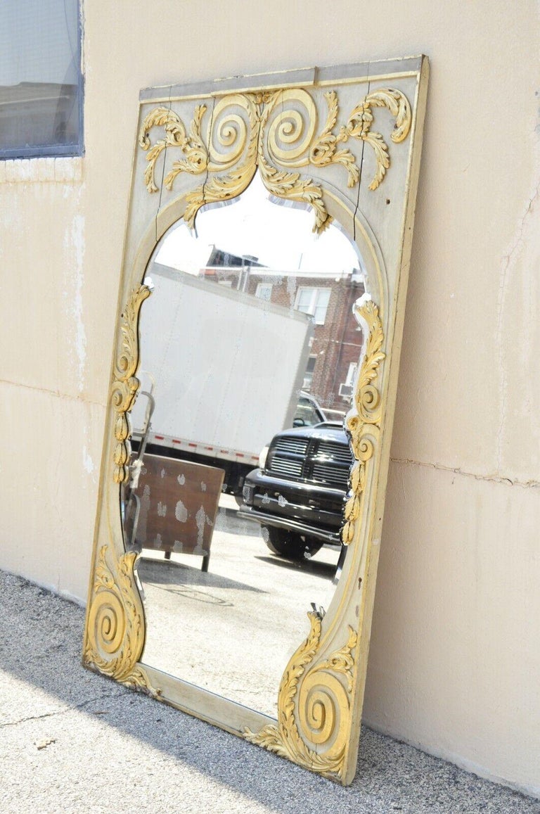 Antique French Rococo Louis XV Style 85" Gold Gilt Cream Painted ...