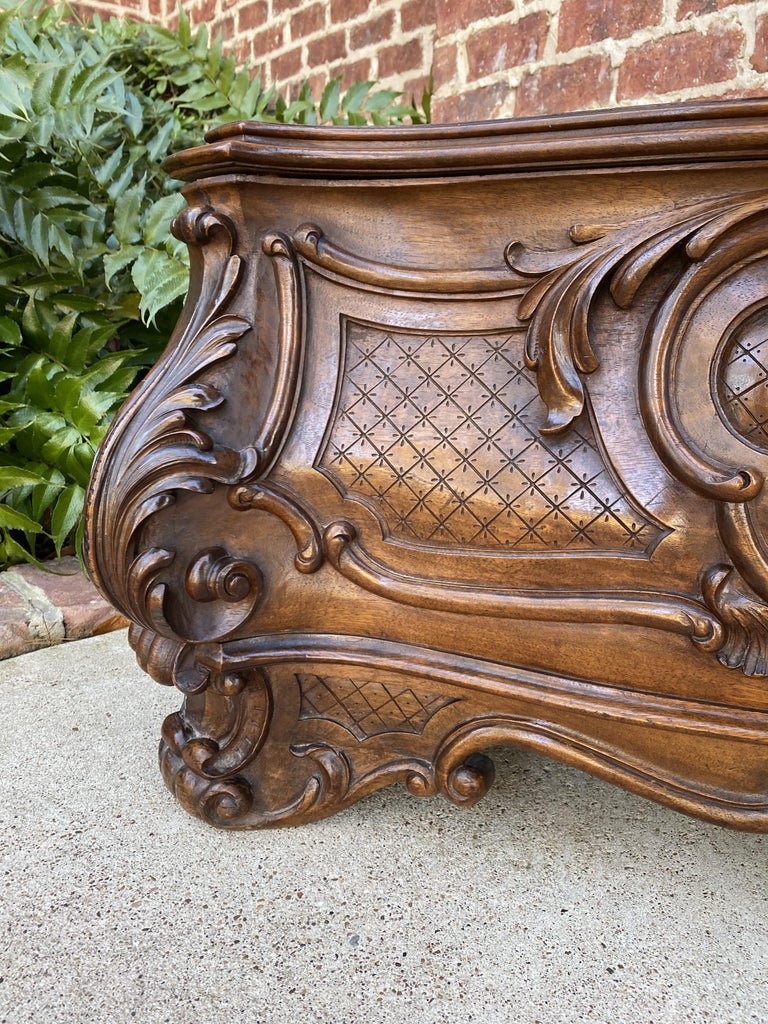 Antique French Rococo Planter Flower Box Oak Lattice Acanthus Tin Liner ...