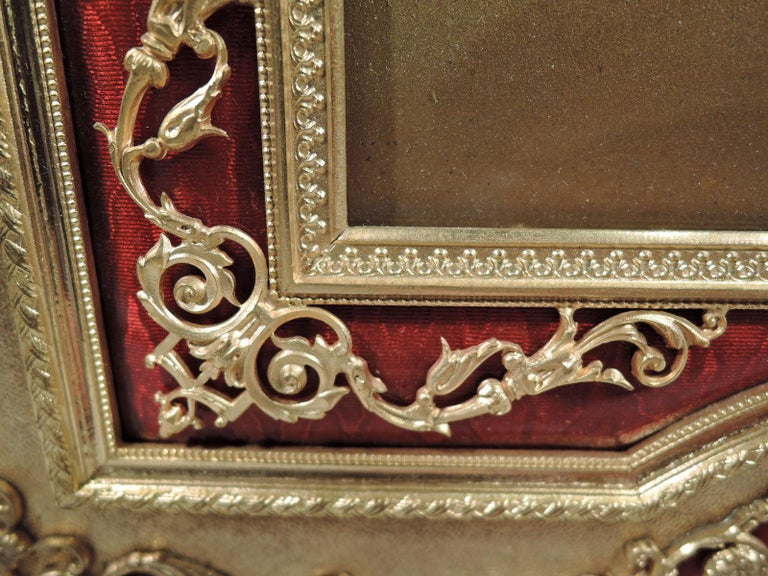 Antique French Rococo Revival Gilt Bronze and Red Enamel Picture Frame ...