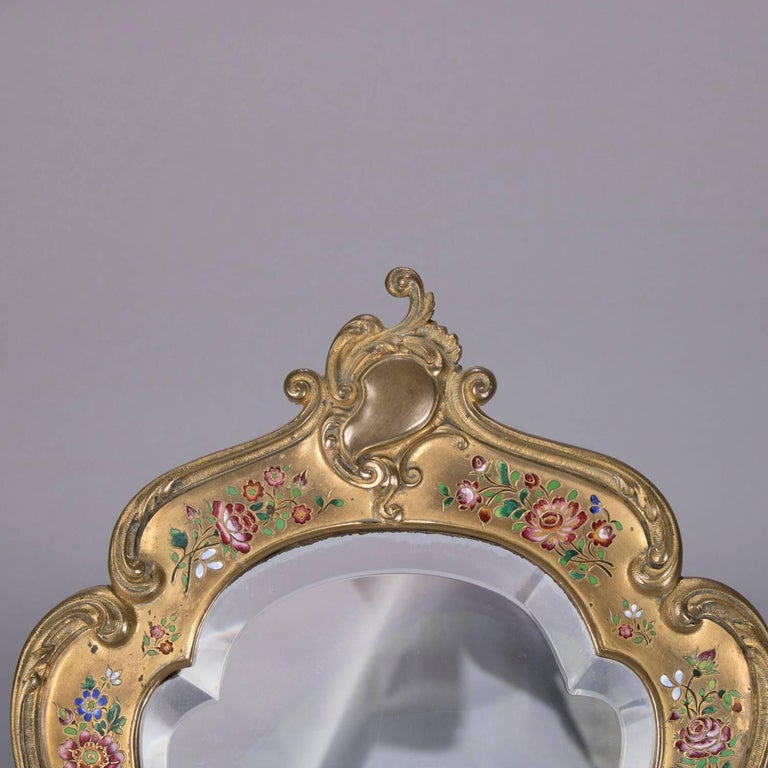 Antique French Rococo Style Gilt Bronze and Cloisonne Vanity Mirror ...