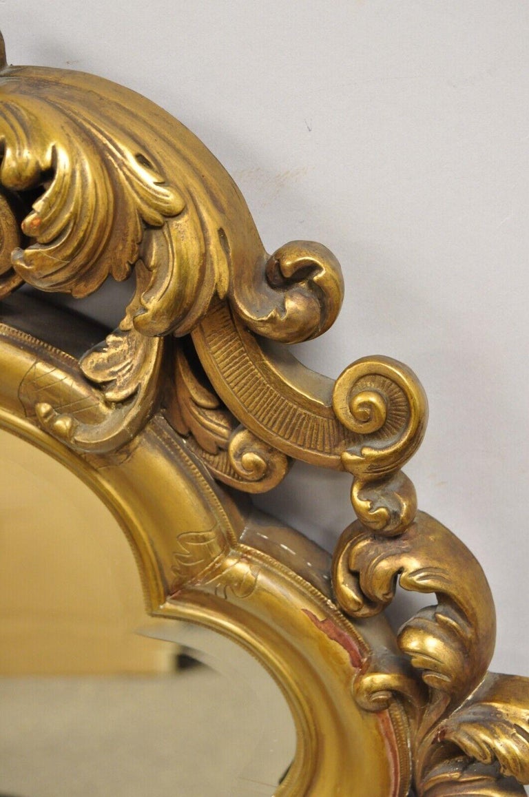 Antique French Rococo Style Gold Giltwood 65" Large Trumeau Mirror ...