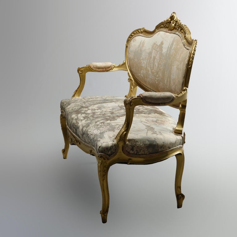 Antique French Rococo Three Piece Giltwood and Tapestry Parlor Set ...