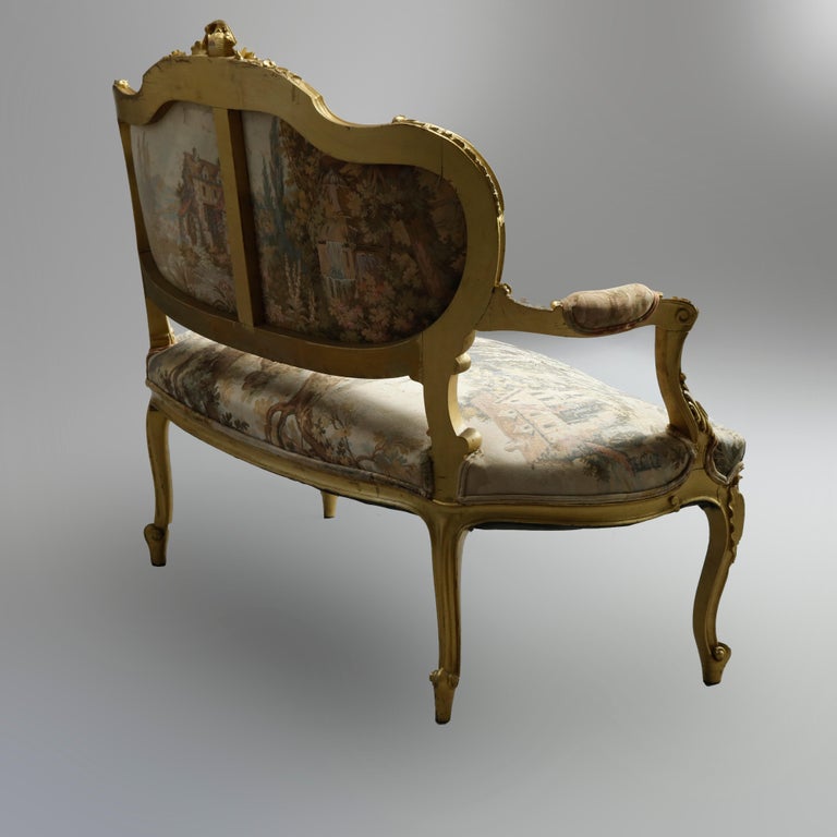 Antique French Rococo Three Piece Giltwood and Tapestry Parlor Set ...
