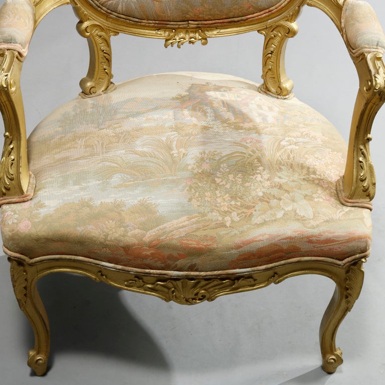 Antique French Rococo Three Piece Giltwood and Tapestry Parlor Set ...