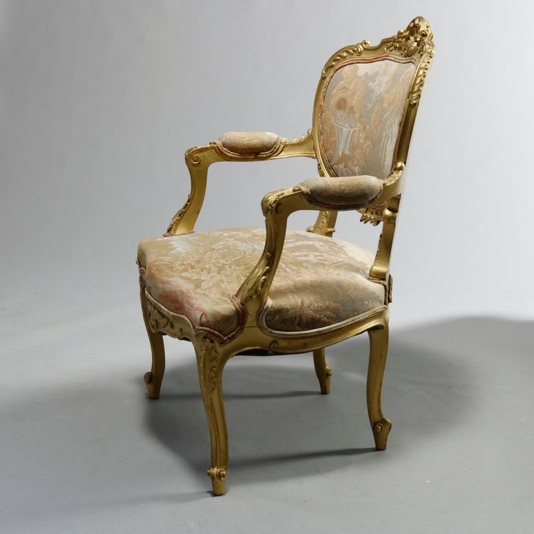 Antique French Rococo Three Piece Giltwood and Tapestry Parlor Set ...
