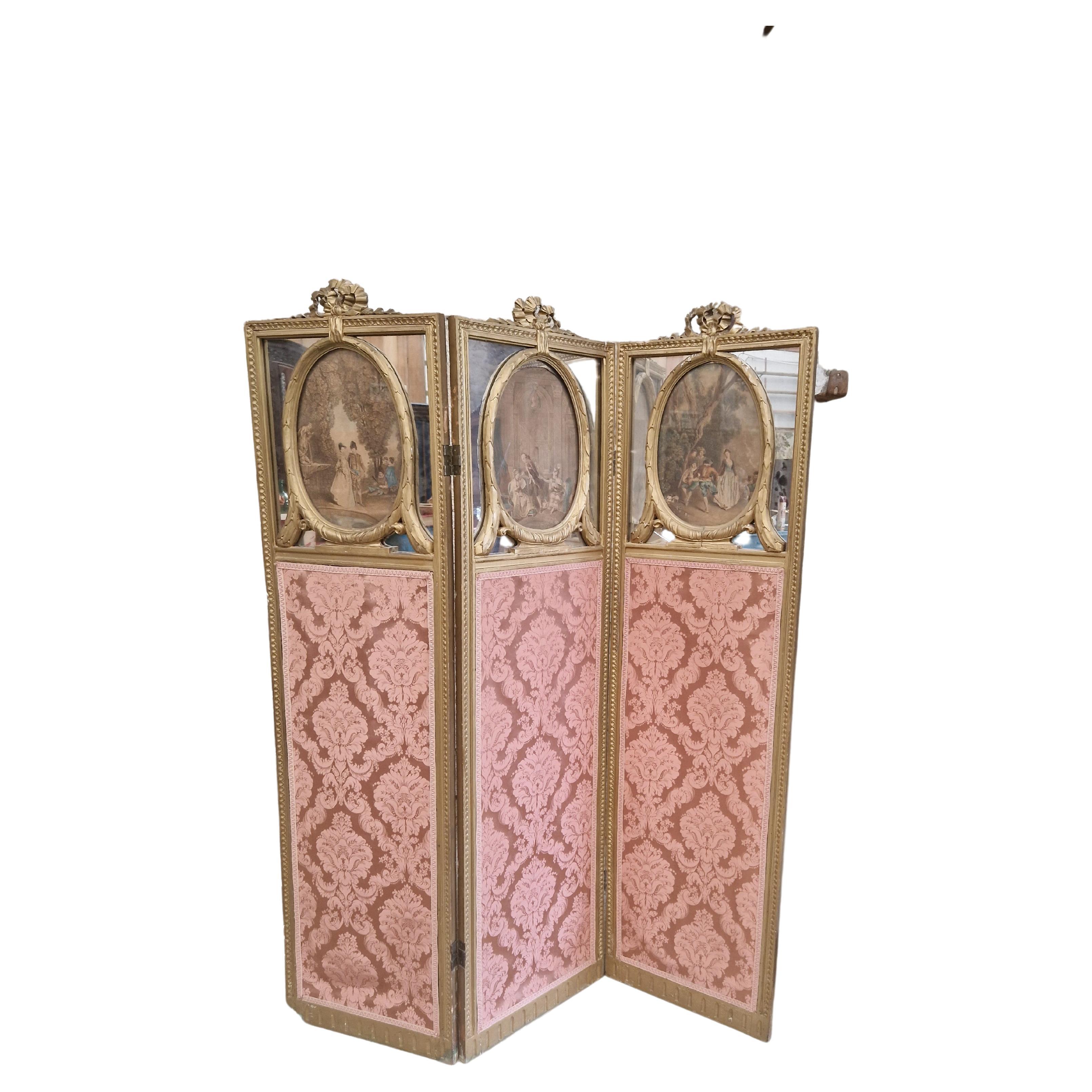 Antique Art Nouveau Commedia Dell’Arte Painted Paravent/Screen Paris ca ...