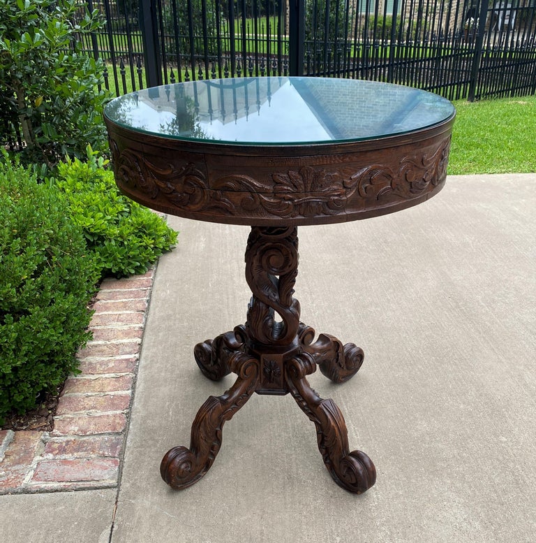 Antique French Round Table Entry Center Parlor Table Pedestal ...