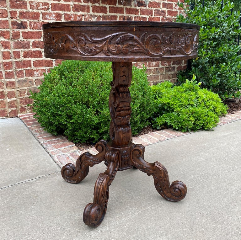 Antique French Round Table Entry Center Parlor Table Pedestal ...
