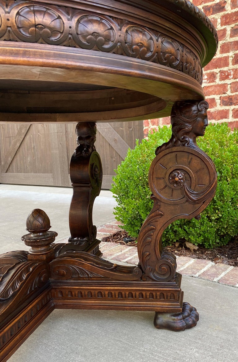 Antique French Round Table Entry Center Parlor Table Renaissance ...