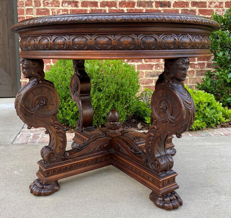 Antique French Round Table Entry Center Parlor Table Renaissance ...