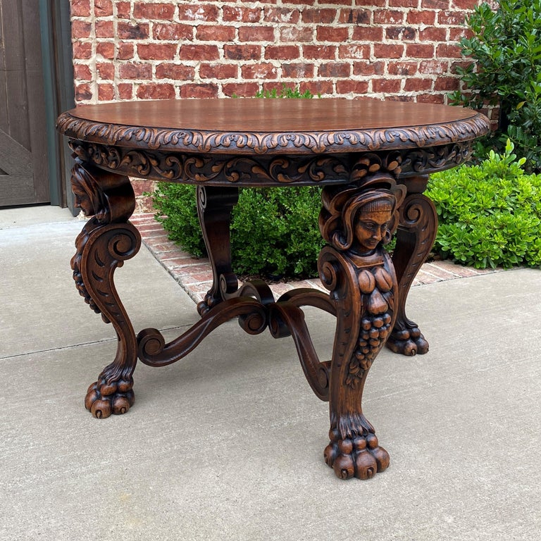 Antique French Round Table Entry Sofa Foyer Coffee Table Renaissance ...