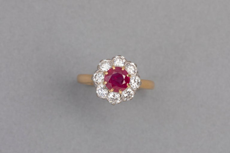 Antique French Ruby and Diamonds Ring at 1stDibs