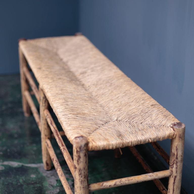 Antique French Rush Seat Bench at 1stDibs | rush seat bench with back ...