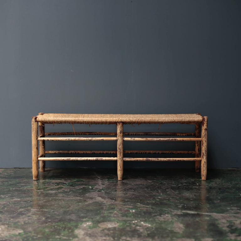 Antique French Rush Seat Bench at 1stDibs | rush seat bench with back ...