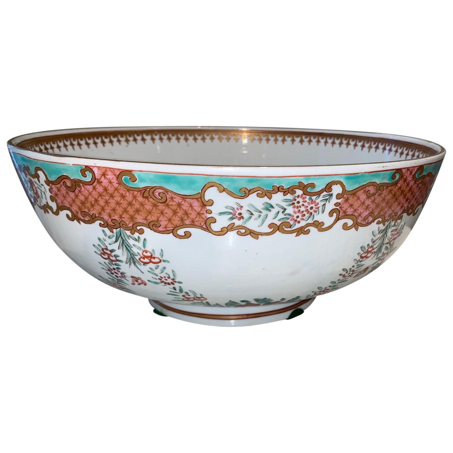 Antique French Samson Porcelain Floral Motif Bowl For Sale at 1stDibs